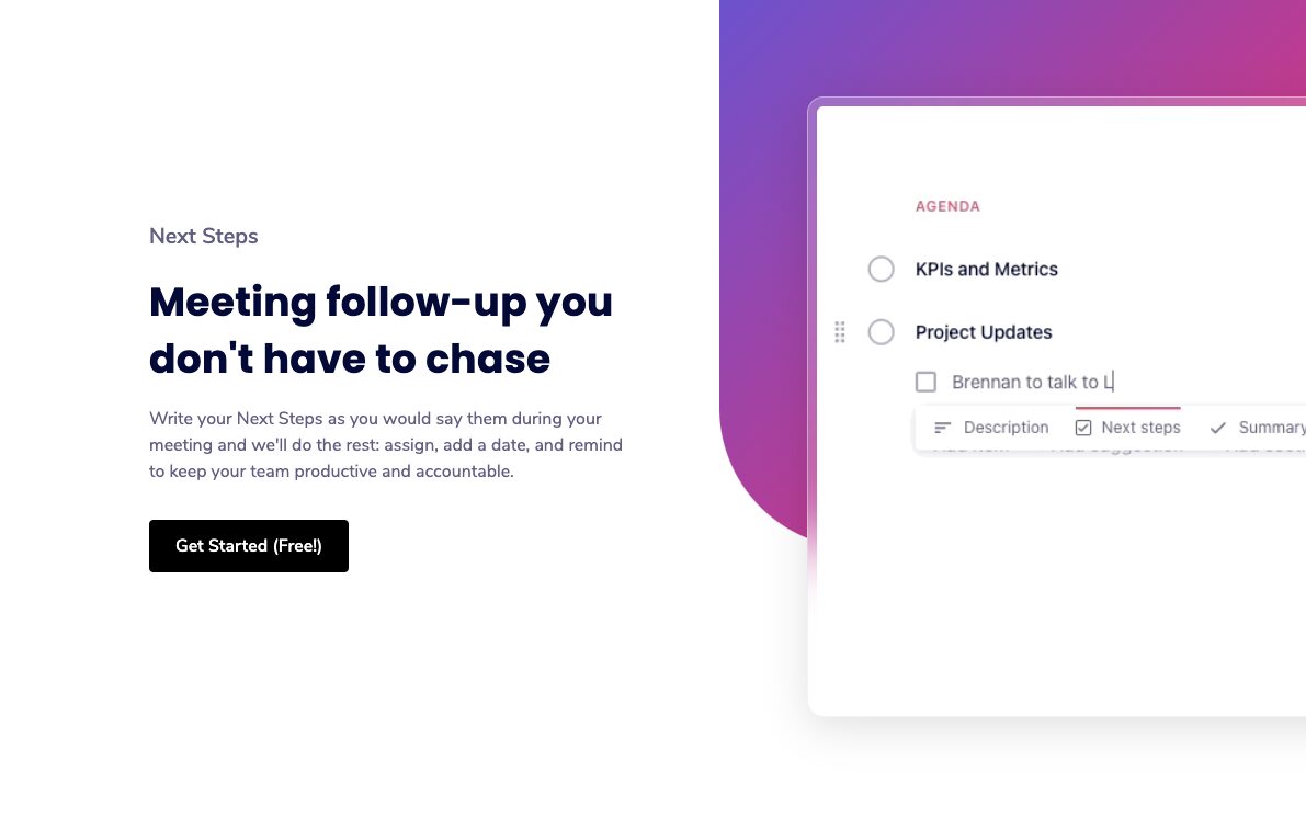 Meeting follow-up you don't have to chase → Next Steps | Spinach