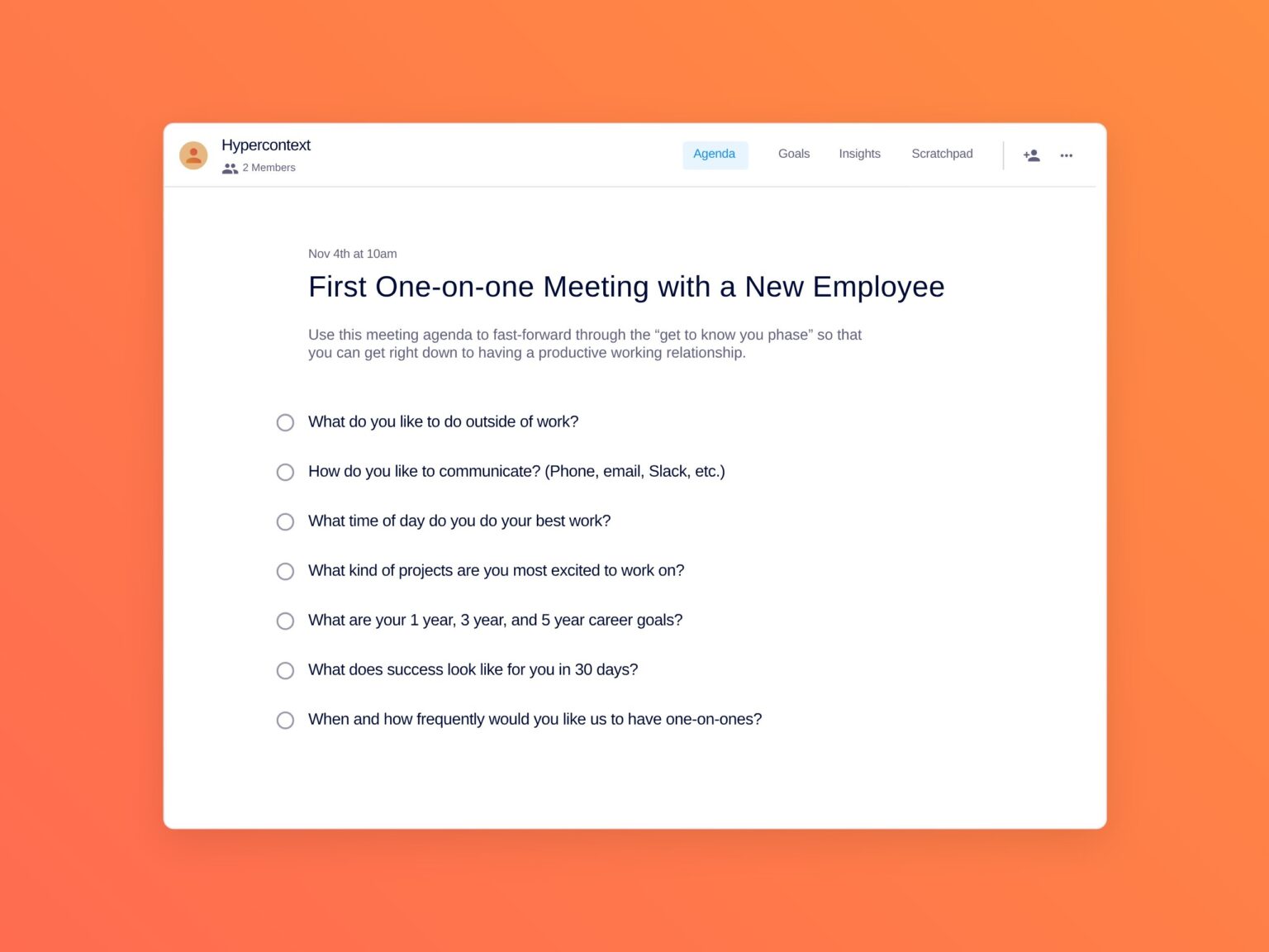 7 Questions to ask in your first on-on-one with an employee | Spinach